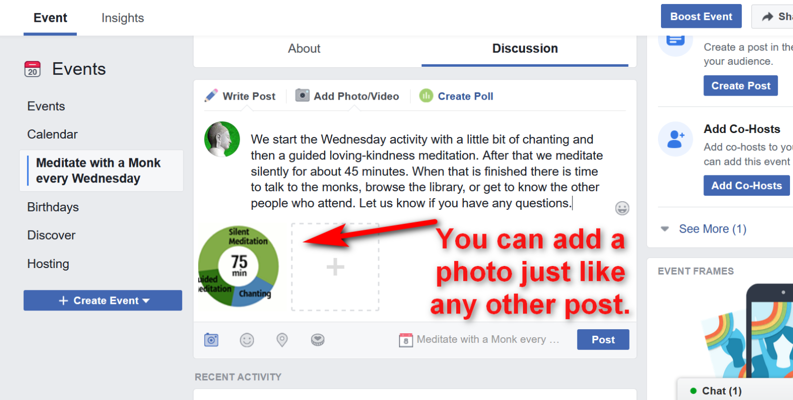 Facebook Events: Post to the Discussion section – banaEnglish.org